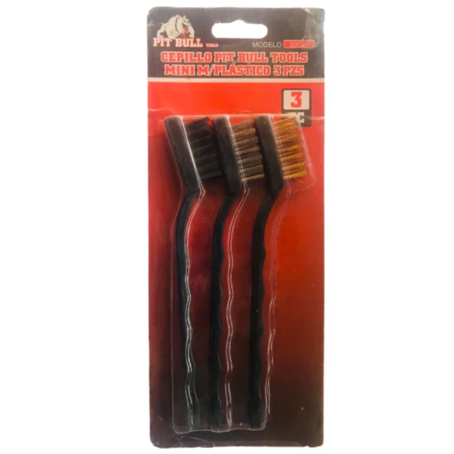 Cepillo Pit bull Tools mini m/plastico 3 pzs — RedQueen.mx
